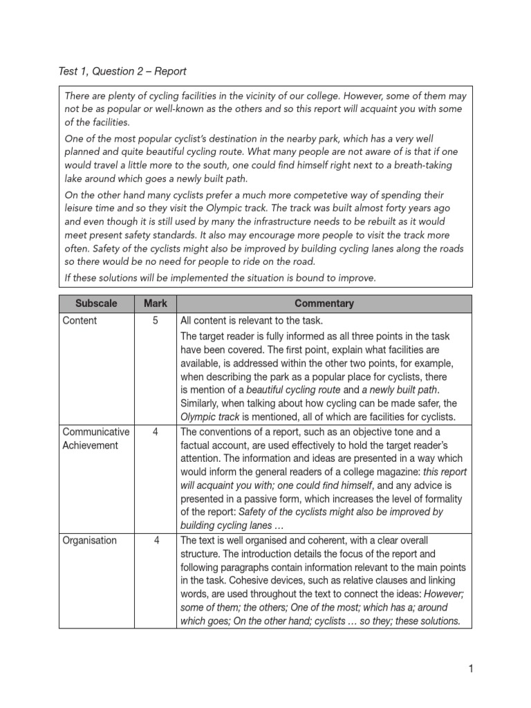 B2 First 4, Test 1, Question 2 - Report | PDF | Cognitive Science ...