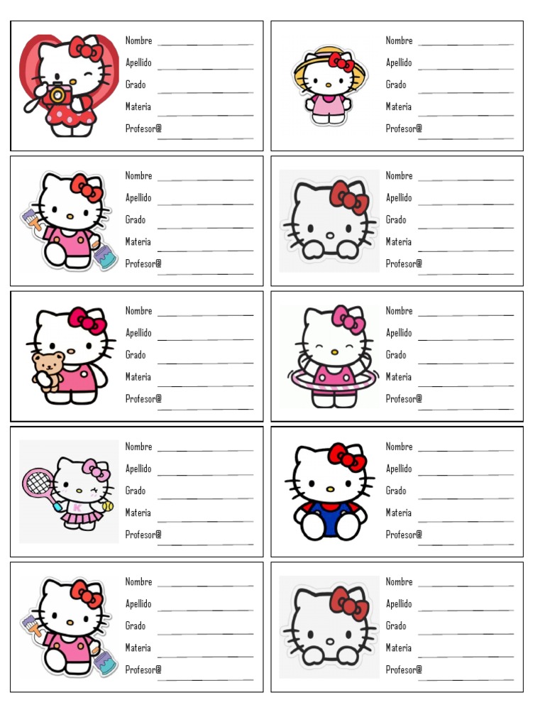 Nombres y Grados Hello Kitty | PDF