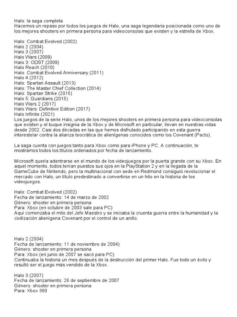 HALO | PDF | Xbox 360 | Videojuegos