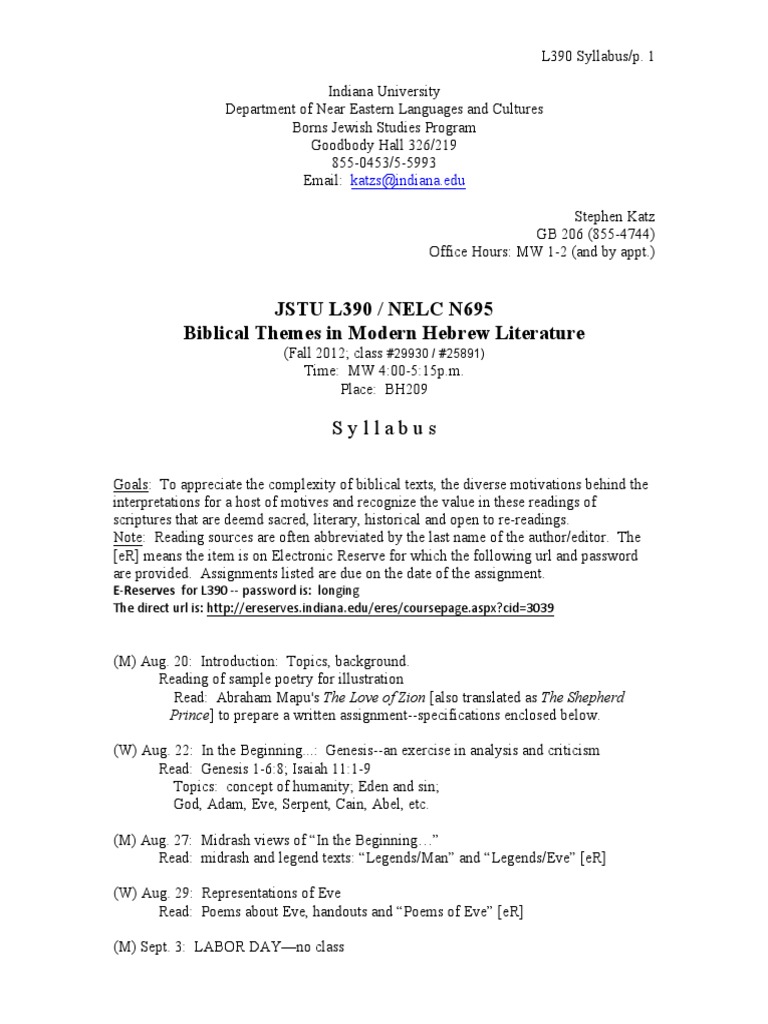 Katz Biblical Themes | PDF | Bible | Adam And Eve