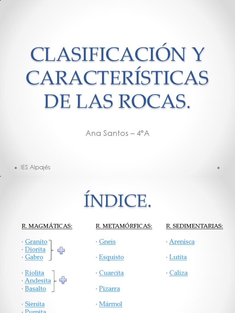 Clasificación de Rocas: Magmáticas, Metamórficas y Sedimentarias | PDF ...