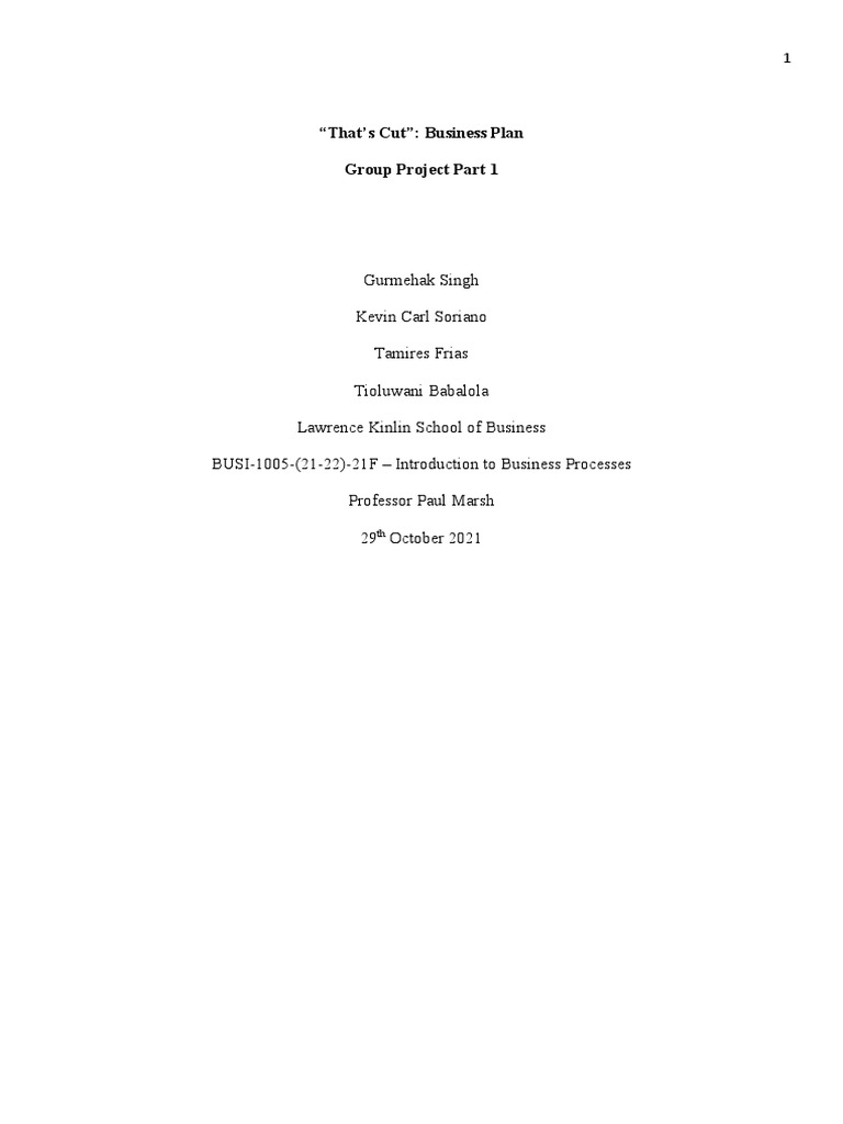 Project Part 1 - Group 14 Busi1005 | PDF | Business
