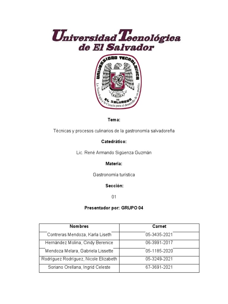 Tecnicas Culinarias Grupo04 | PDF | Cilantro | Perejil