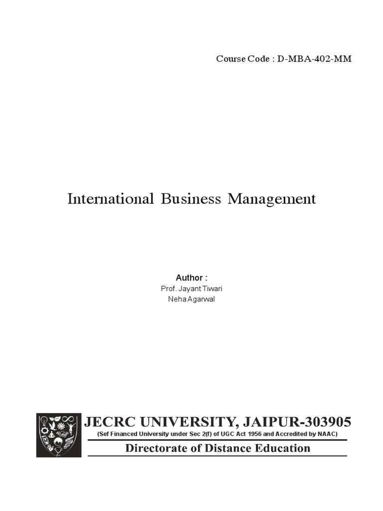 D MBA 402 MM International Business Management | PDF