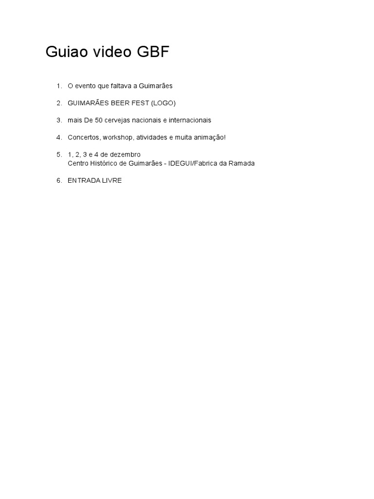 Guiao Video GBF | PDF