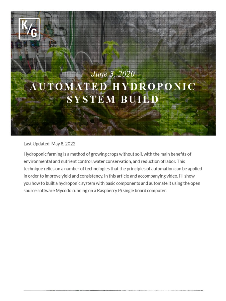 Automated Hydroponic System Build | PDF | Hydroponics | Electrical ...