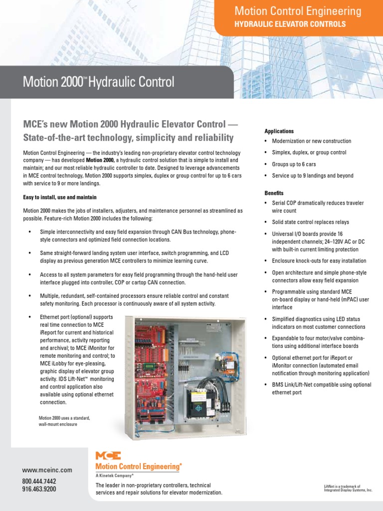 Motion 2000 Hydraulic Control | PDF | Elevator | Computer Monitor