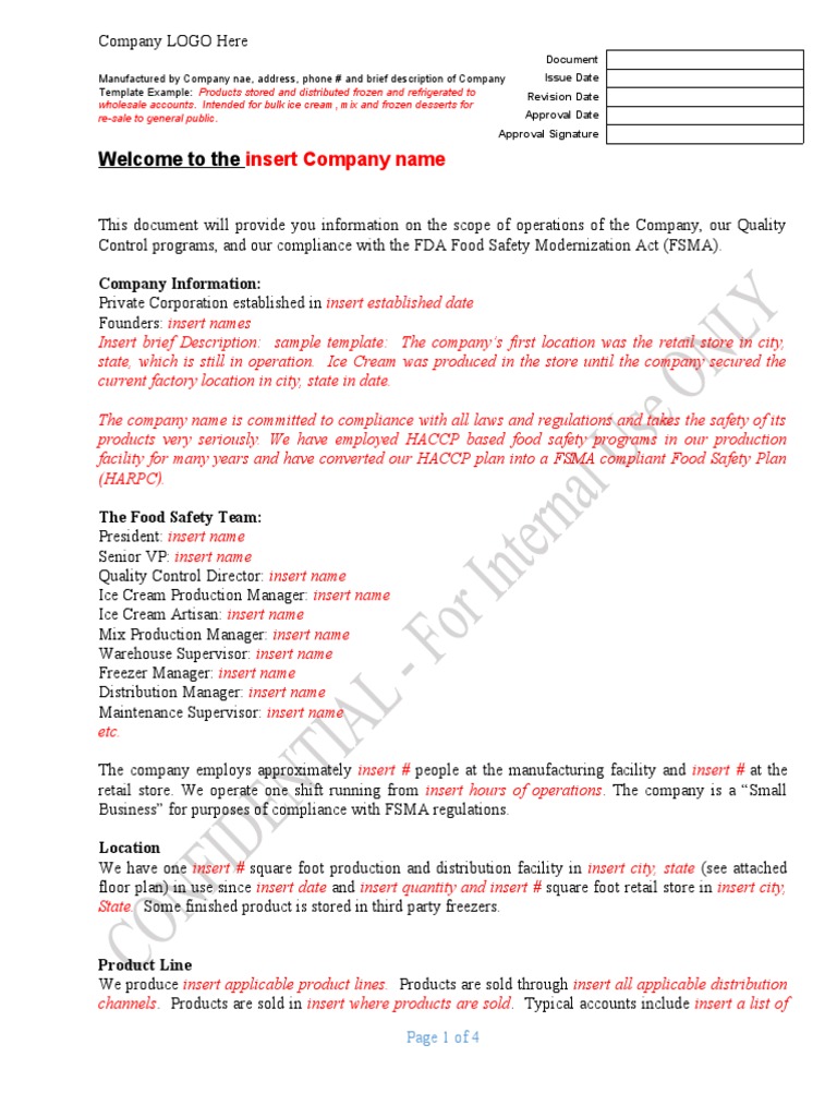 Welcome Letter Template | PDF | Food Safety | Ice Cream