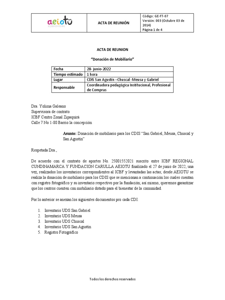 Acta de Donacion Fundacion Carulla | PDF