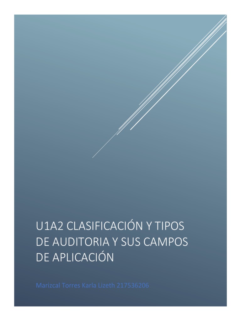 U1A2 Clasificación y Tipos de Auditoria y Sus Campos de Aplicación ... U1A2 Clasificación y Tipos de Auditoria y Sus Campos de Aplicación ...