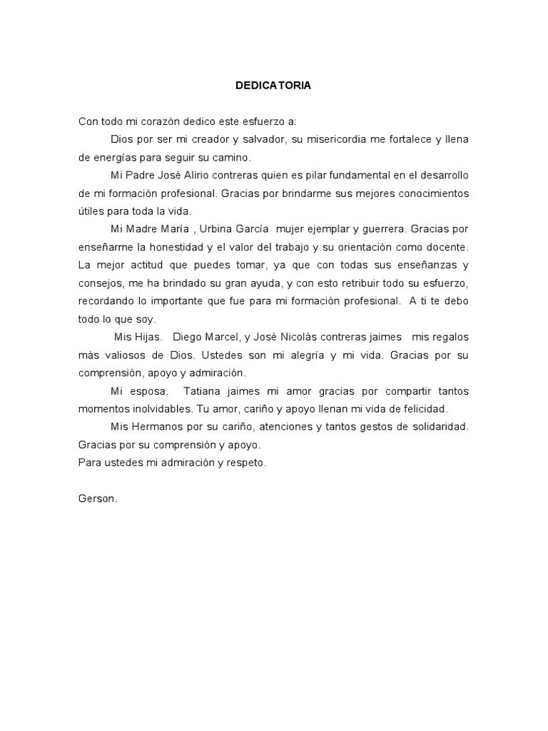 Dedicatoria de Agradecimiento y Admiración | PDF | Salud y bienestar