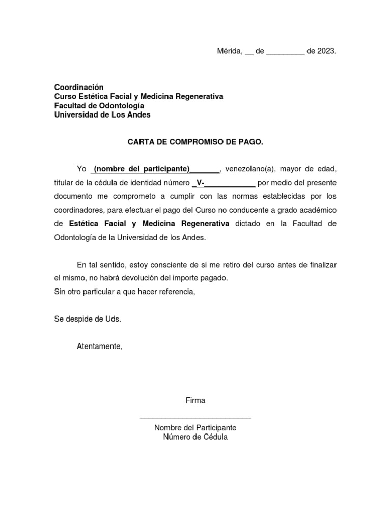 Modelo Carta Compromiso de Pago | PDF | Negocios