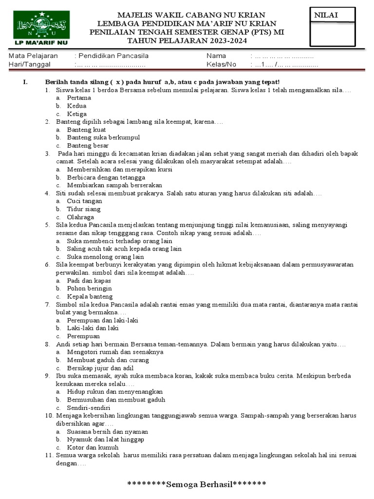 Pendidikan Pancasila Kelas 1 Pdf