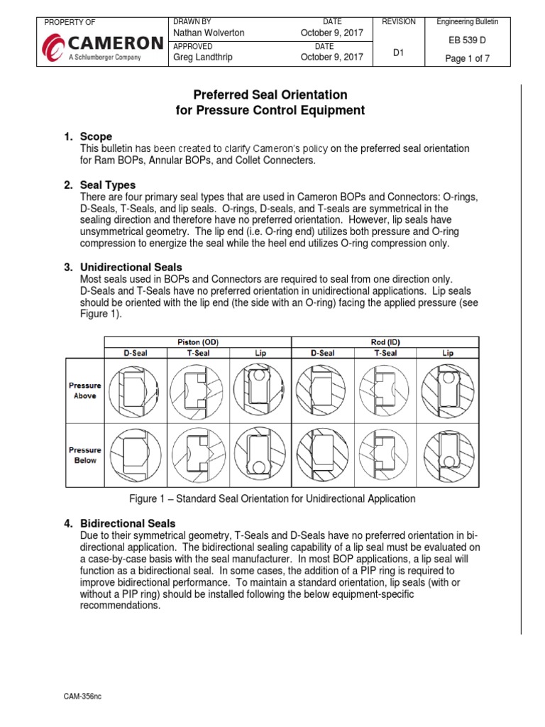 Cameron EB 539 D Rev D1 - Preferred Seal Orientation For Pressure ...