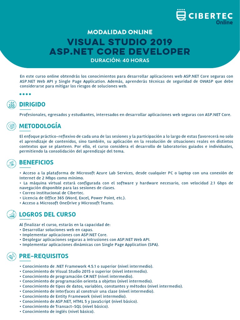 Visual Studio 2019 ASP NET Core Developer ONLINE | PDF | .NET Framework | Microsoft