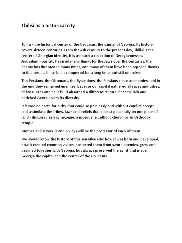 Tbilisi As A Historical City | PDF | Travel