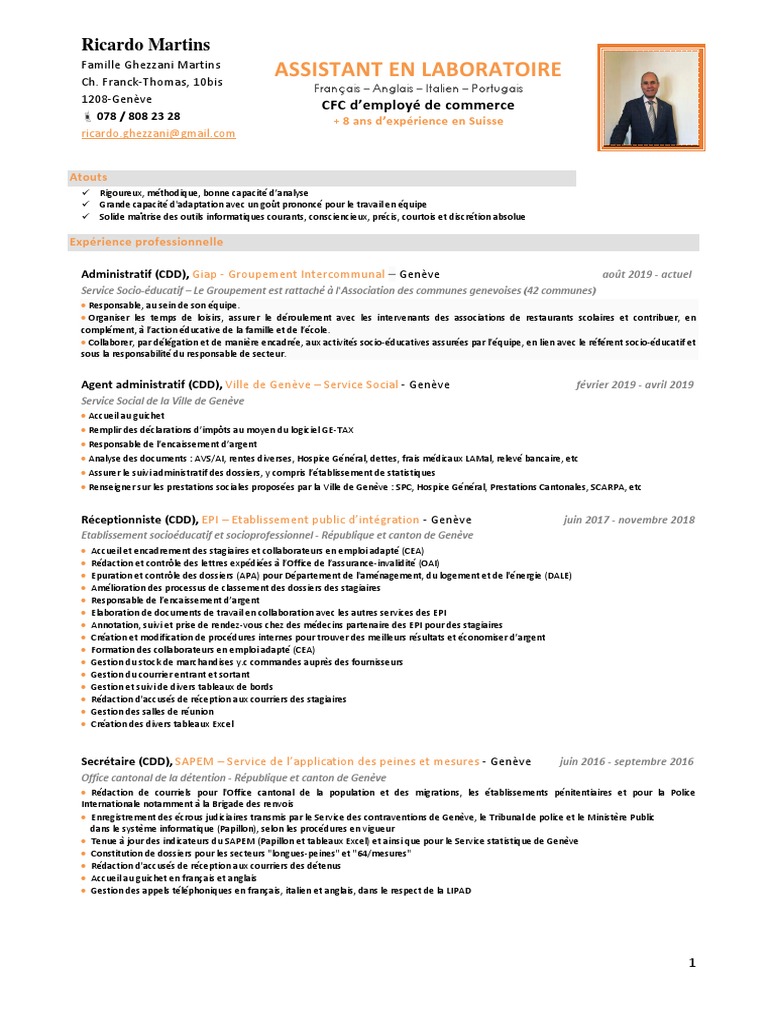 CV de Ricardo Martins - Assistant Administratif | PDF | Microsoft ...