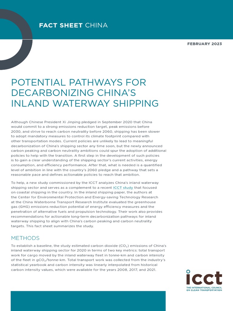 Potential Pathways For Decarbonizing China's Inland Waterway Shipping ...