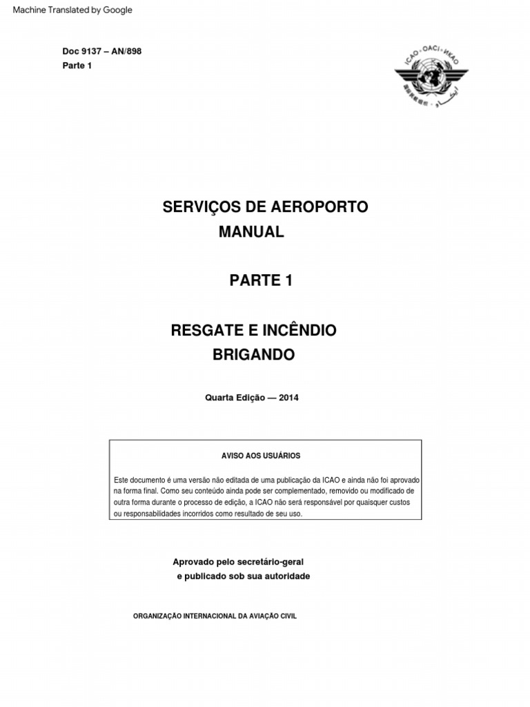 Icao Doc 9137 Airportservicesmanualpart1withnoticeforusers | PDF ...