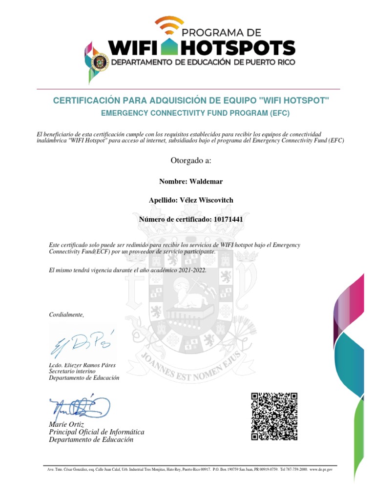 Certificación WIFI Hotspot ECF | PDF