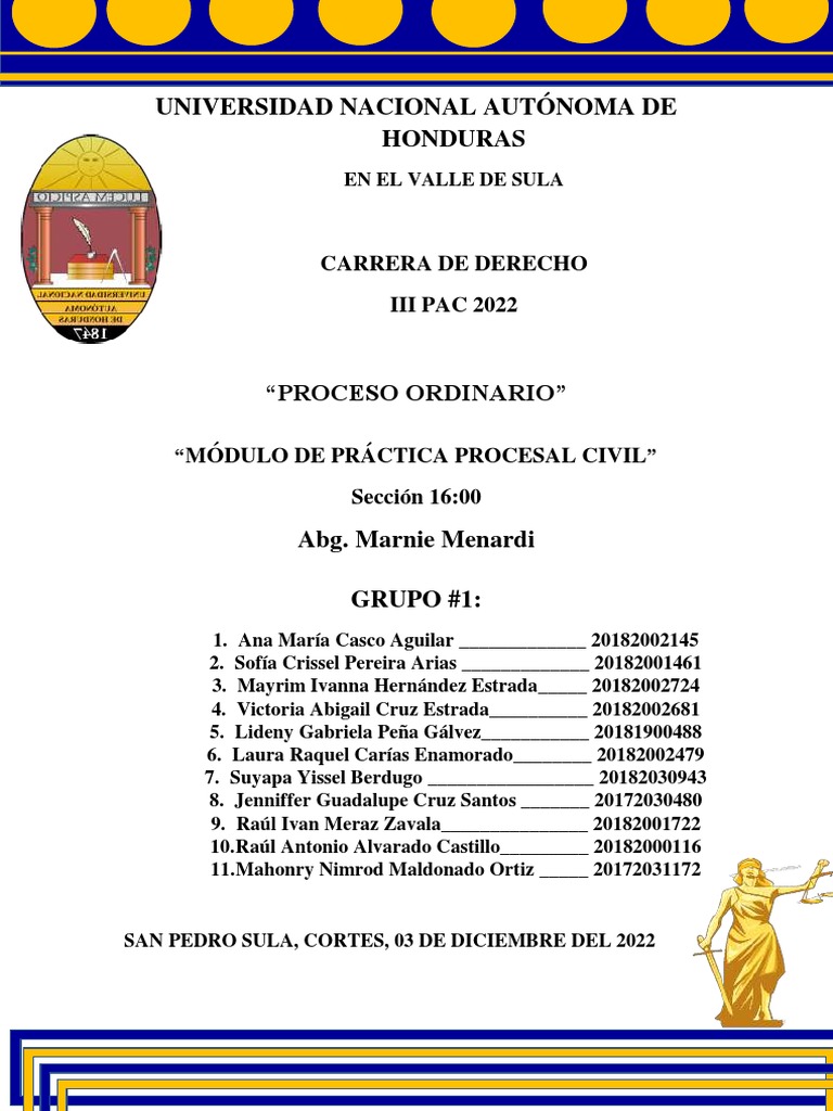 Expediente-Juicio Ordinario - Mod. Civil - Grupo#1. | PDF | Demanda judicial | Ley procesal