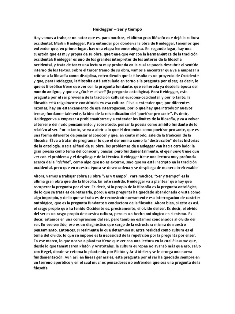 Heidegger: La pregunta por el ser | PDF | Martin Heidegger ...