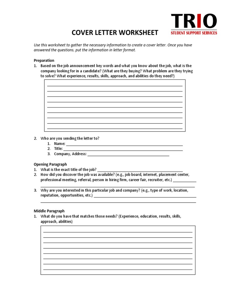 Cover Letter Preparation Worksheet | PDF | Résumé | Information