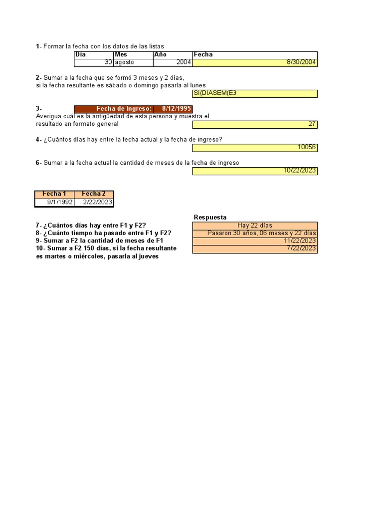 Ejercicio de Fechas | PDF