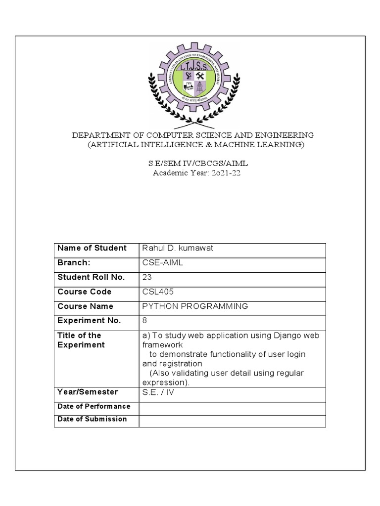 Python Experiment 8 Cs Engg Pdf 