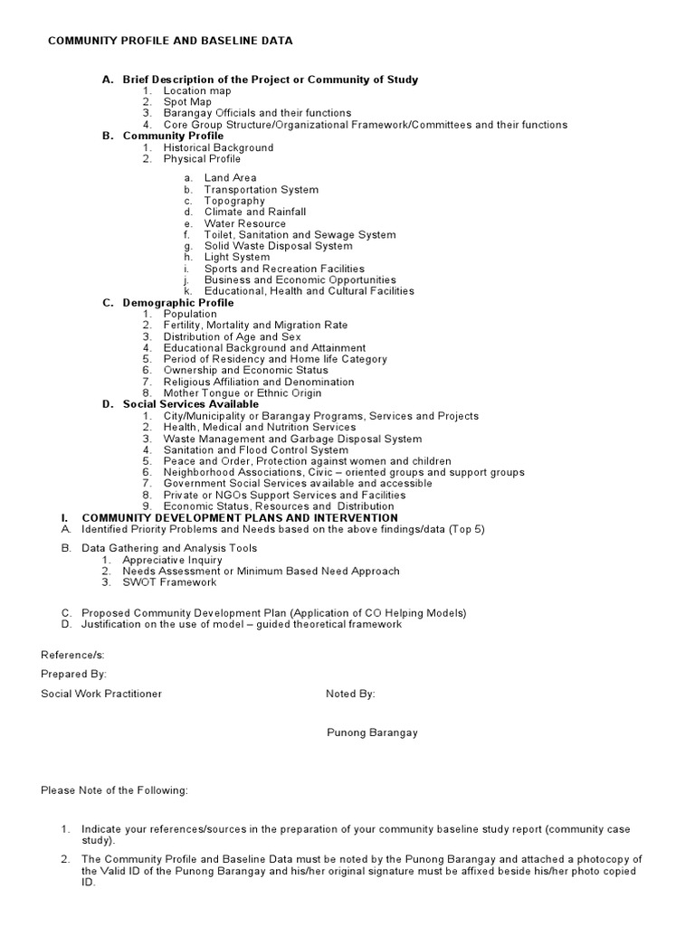 Community Profile and Baseline Data | PDF | Swot Analysis | Community