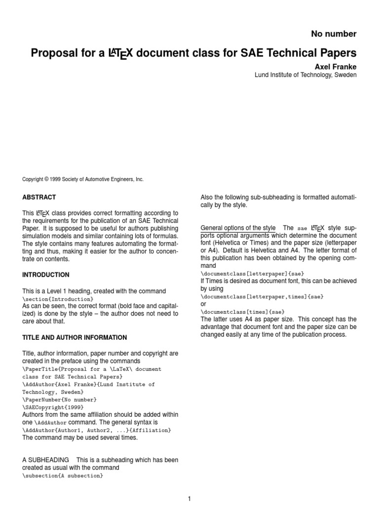 Template For Writing An SAE Tech Ni Cal Pa Per | PDF | Text | Computing