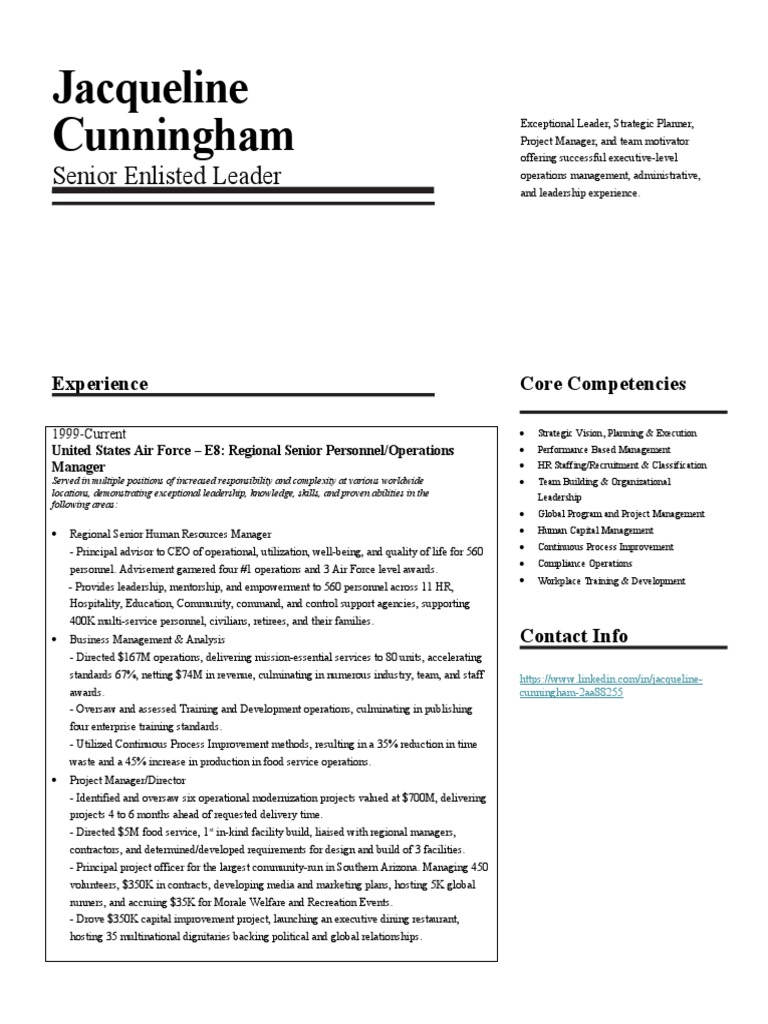 Jacqueline Cunningham Resume No Pii | PDF | Human Resources | Human ...