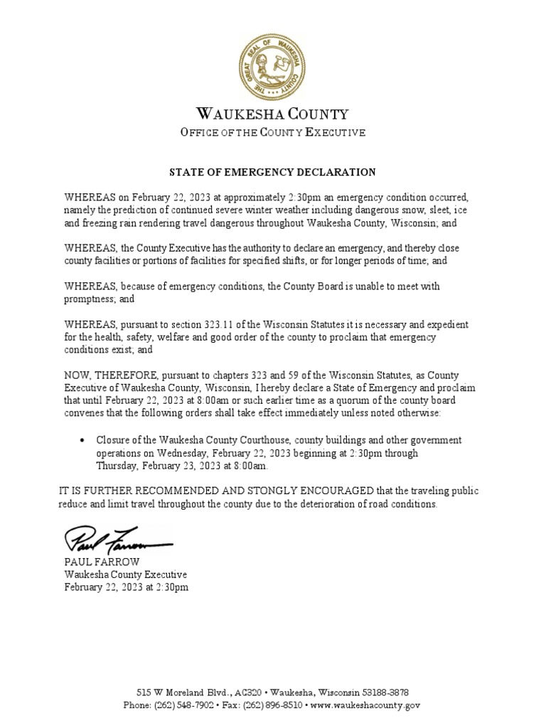 State of Emergency Declaration Ice Feb 22 2023 | PDF