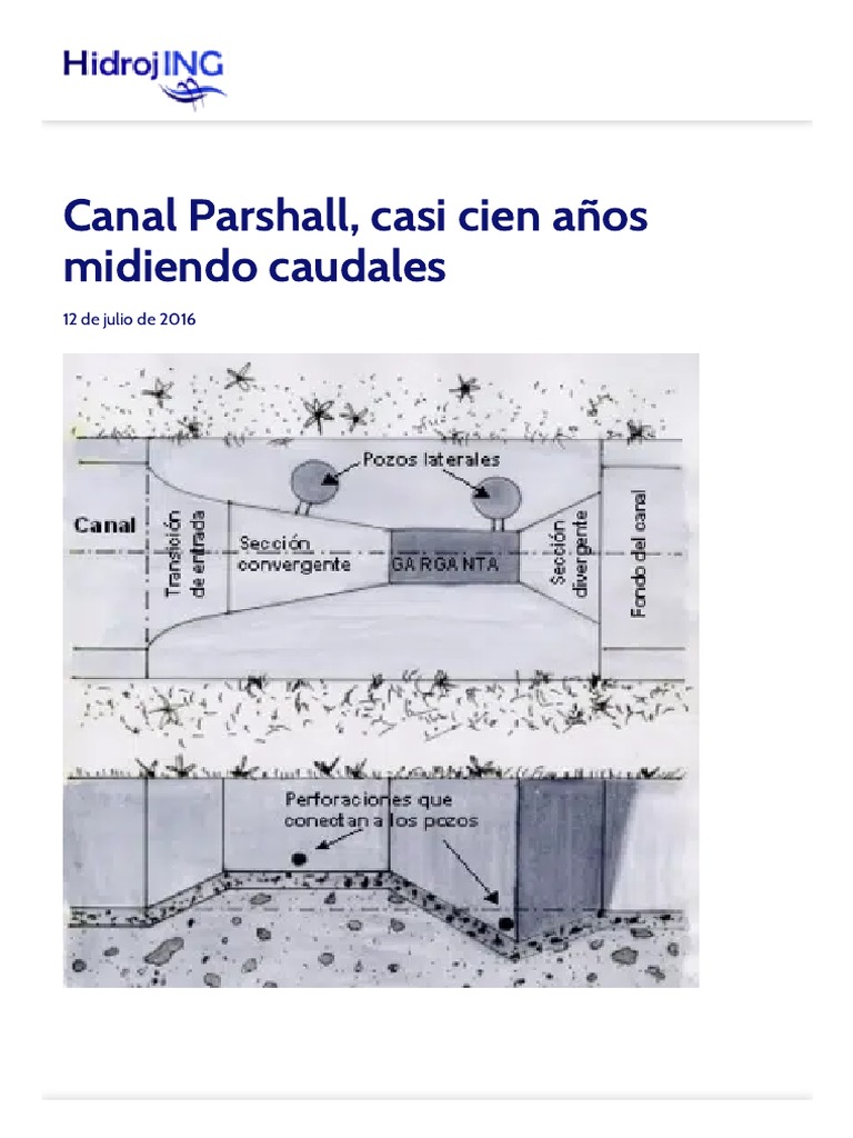 Canal Parshall | PDF | Dinámica de fluidos | Descarga (hidrología)