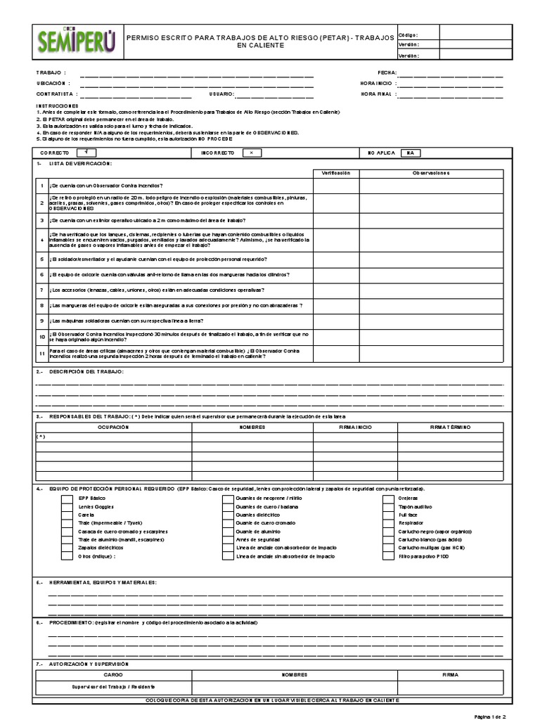 F6-PR-009-PRL - Permiso para Trabajos en Caliente | PDF | Materiales