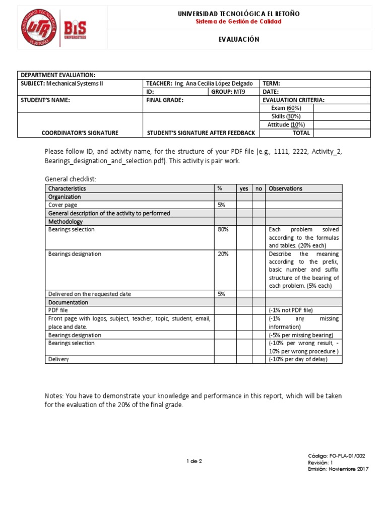 Activity 2 Mechanical Systems Ii Pdf Bearing Mechanical