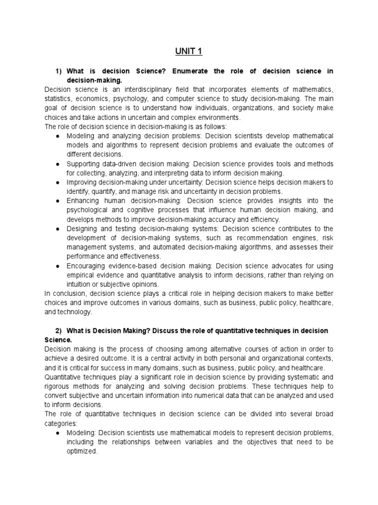 Decision Science 1 | PDF | Mathematical Optimization | Decision Theory