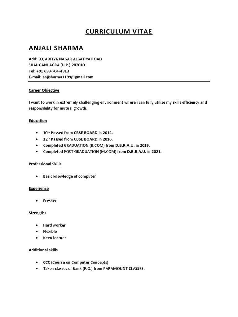 Anjali Sharma CV | PDF