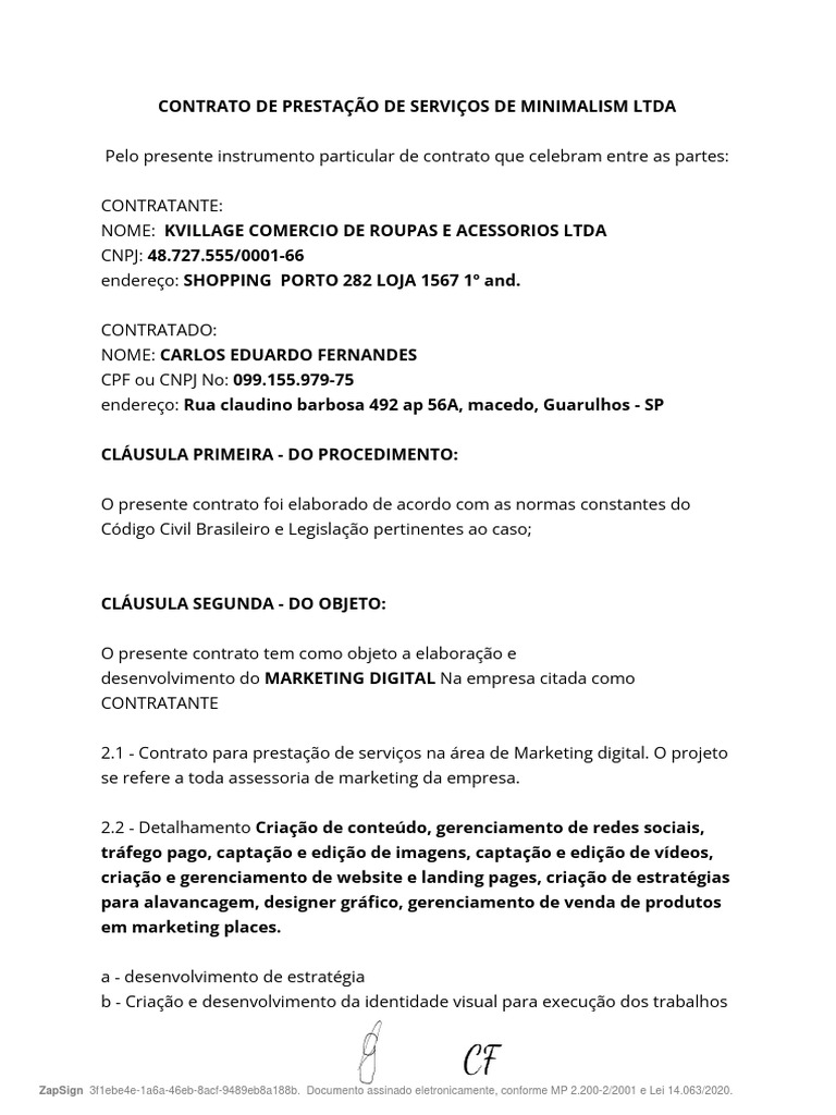 Zapsign - Documento Assinado Eletronicamente, Conforme MP 2.200-2/2001 E Lei 14.063/2020 | PDF ...