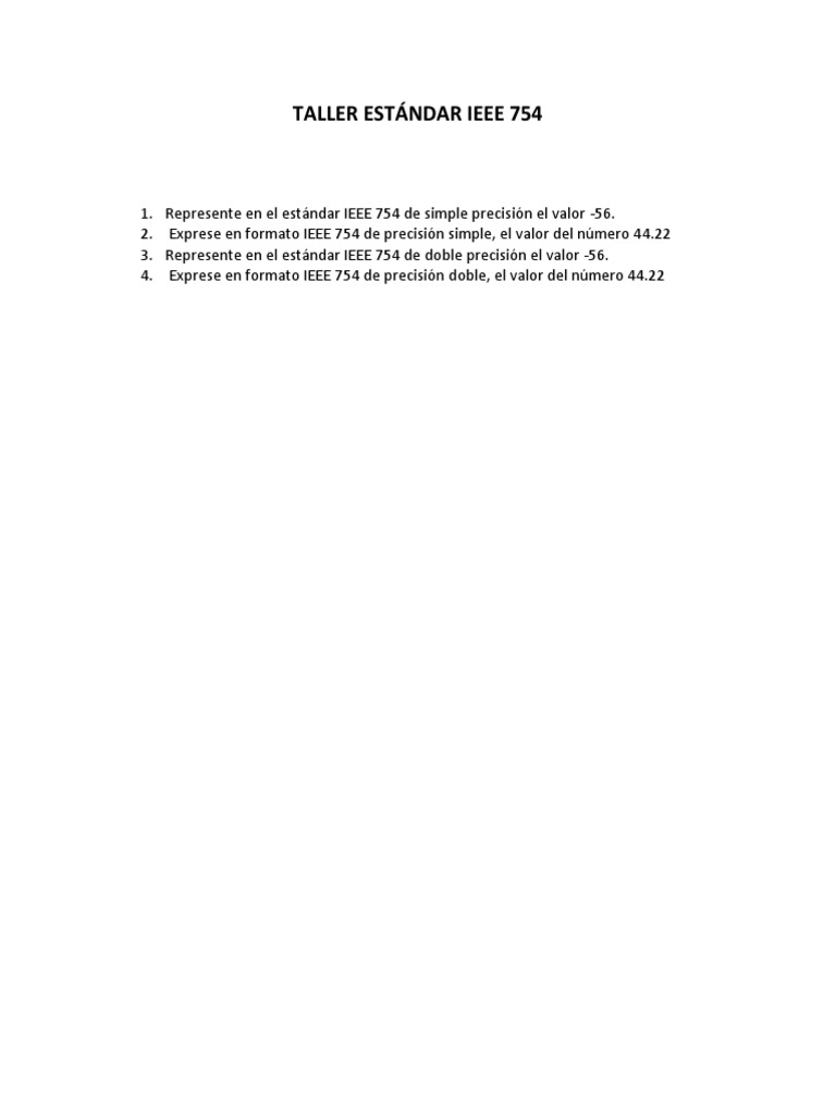 Taller Estándar Ieee 754 | PDF
