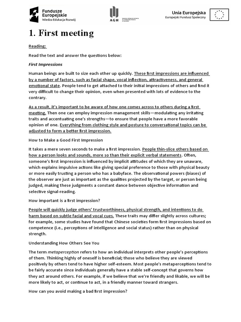 Making a Good First Impression: Understanding the Importance of Initial ...