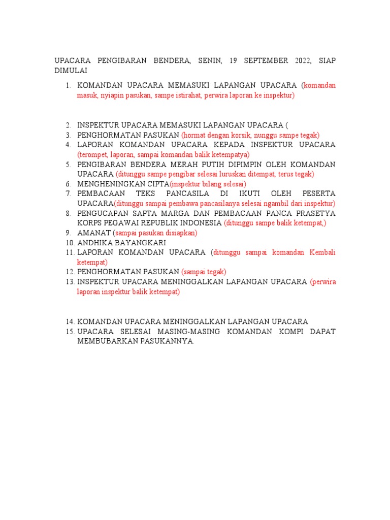 Teks Mc Upacara | PDF