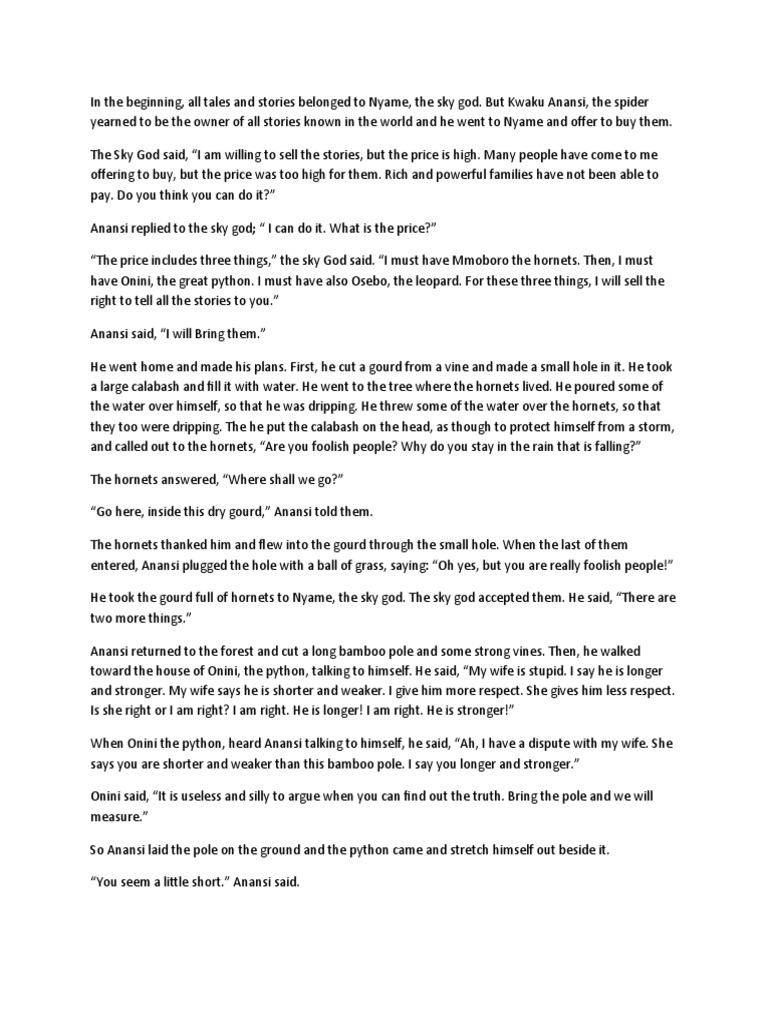 Anansi's Tale | PDF | Anansi