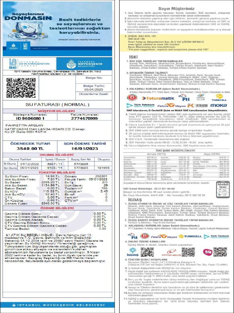 Su Faturası | PDF