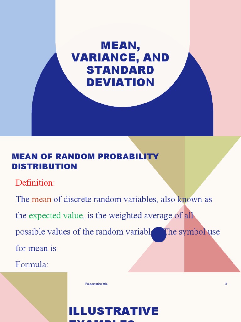 Mean Variance And Standard Deviation Pdf Standard Deviation Variance