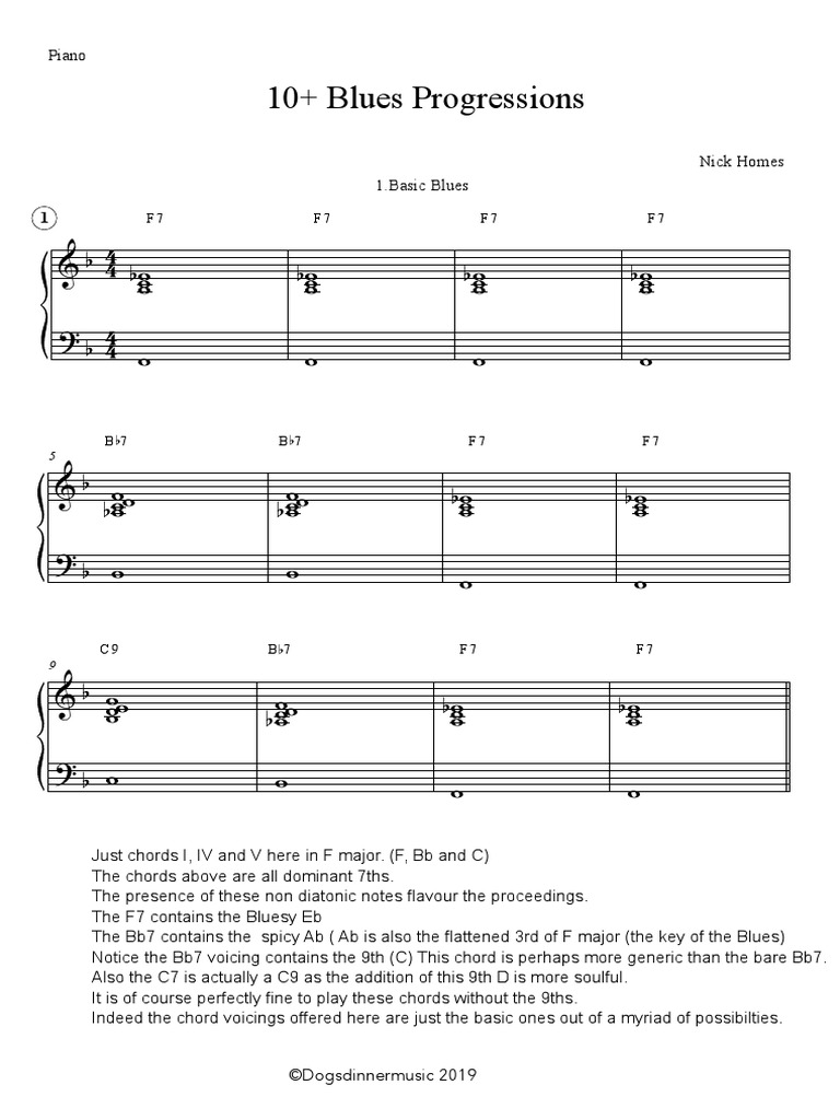 11 Blues Piano Voicings Analysis | PDF | Pitch (Music) | Melody