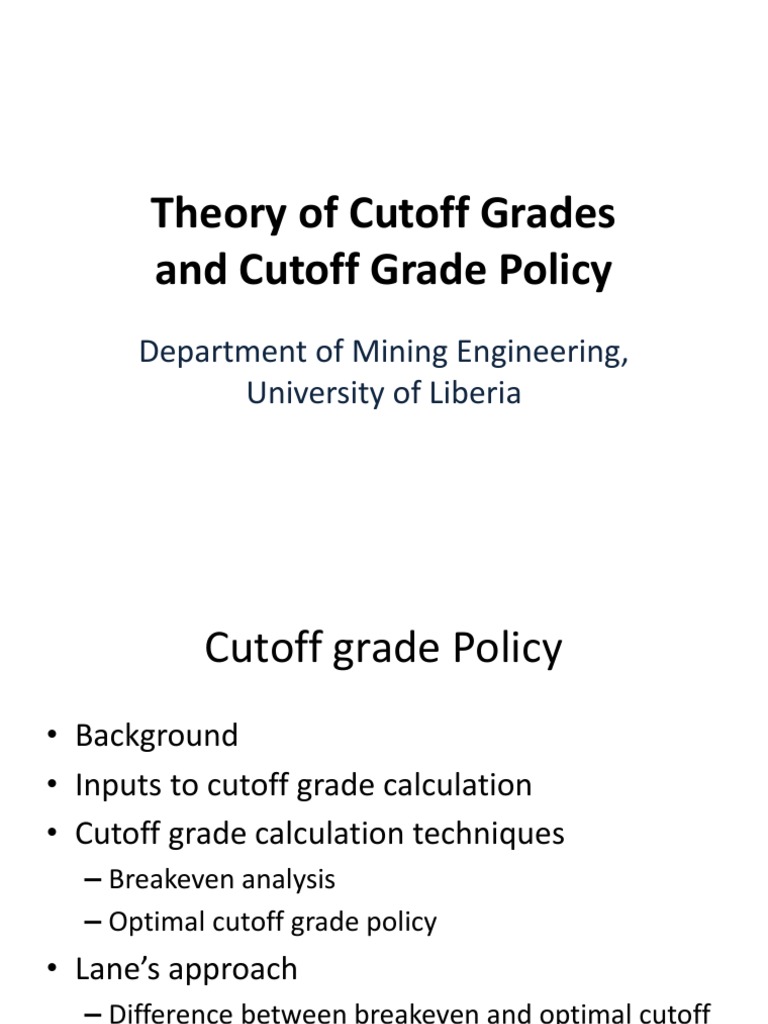 Lecture 4 - Theory of Cutoff Grades | PDF | Mining | Mathematical ...