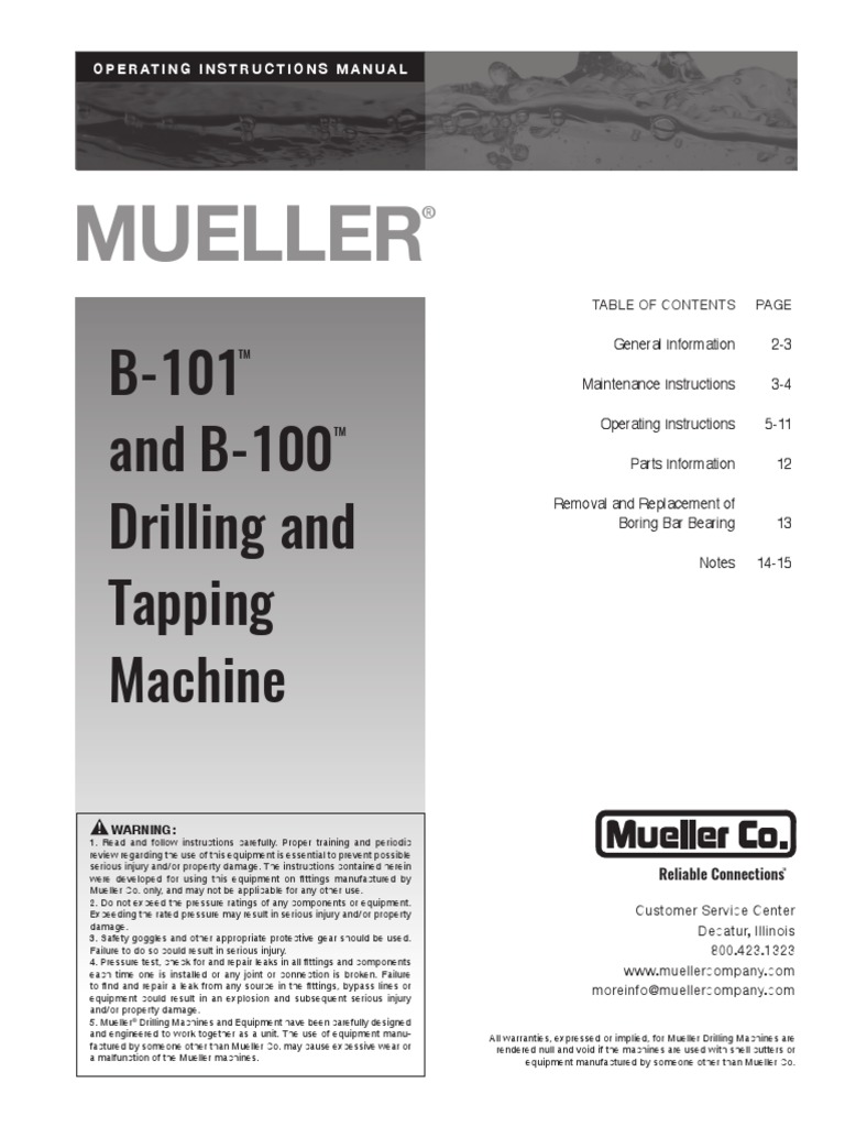 Mueller: B-101 and B-100 Drilling and Tapping Machine | PDF | Drilling ...