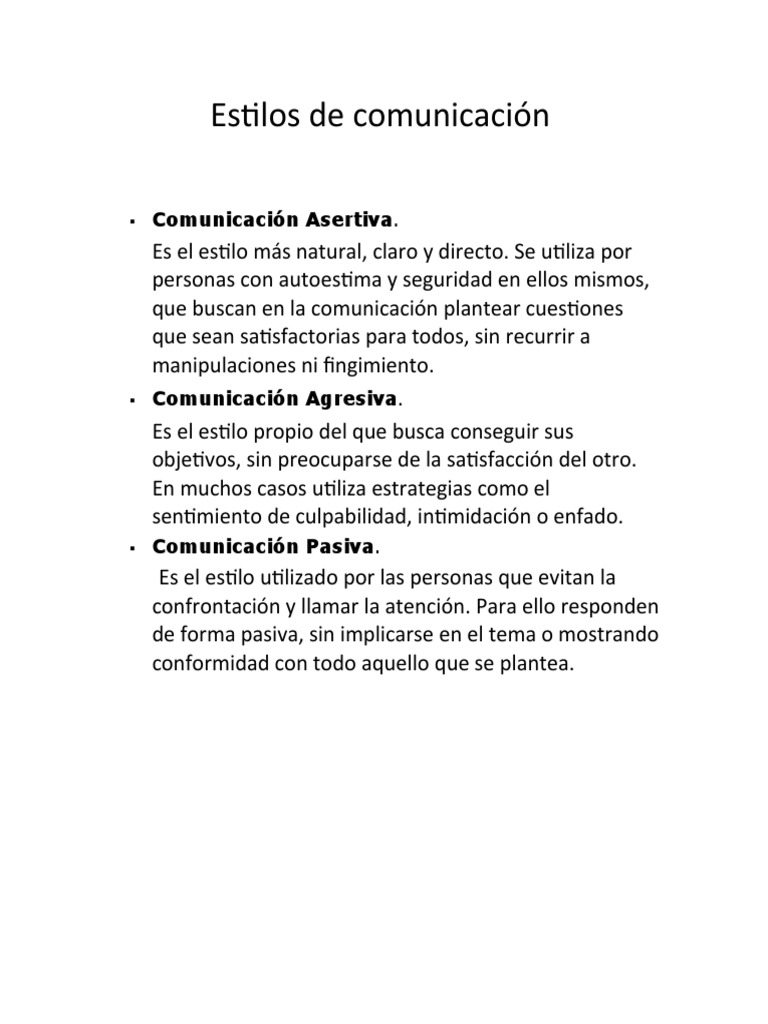Estilos de Comunicación | PDF