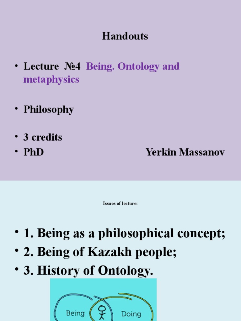 4-Lecture Being. On-1 Ontology and Metaphysics-1 | PDF | Ontology ...